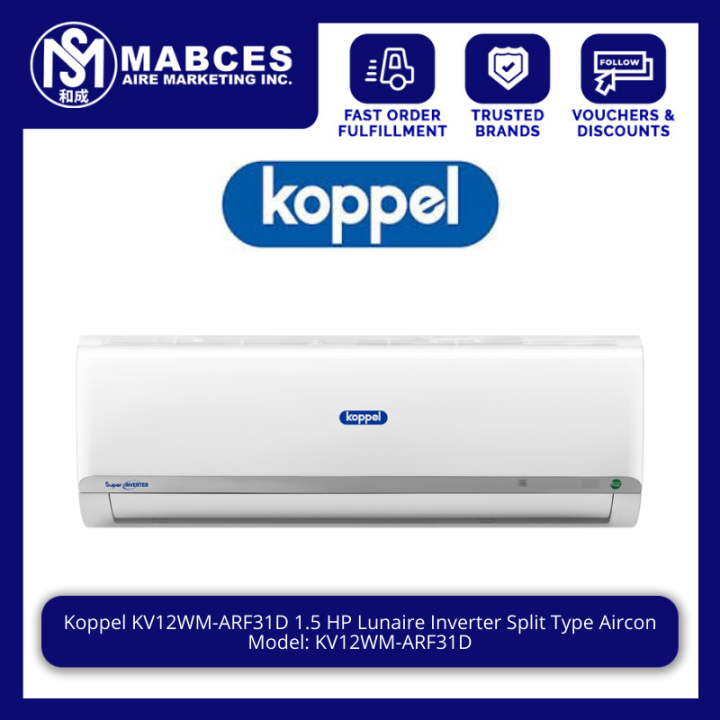 Koppel KV12WM-ARF31D 1.5 HP Lunaire Inverter Split Type Aircon | Lazada PH