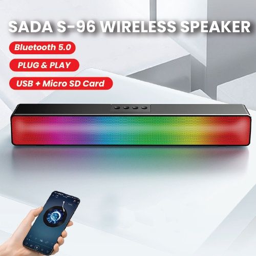 Sada S-96 Wireless Multimedia Speakers RGB Light Computer Sound Bar ...