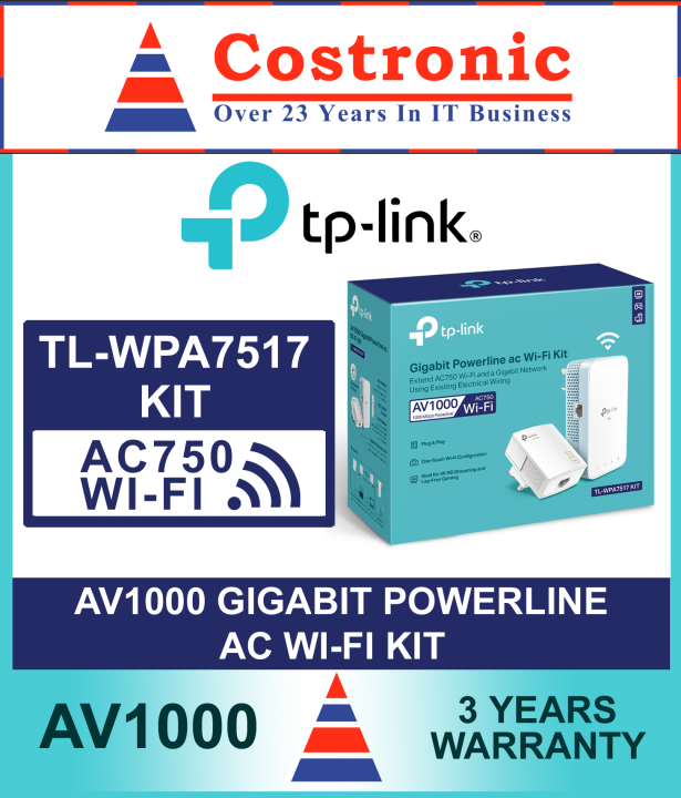 TP-Link TL-WPA7517 KIT AV1000 Gigabit Powerline AC Wi-Fi Kit | Lazada Singapore