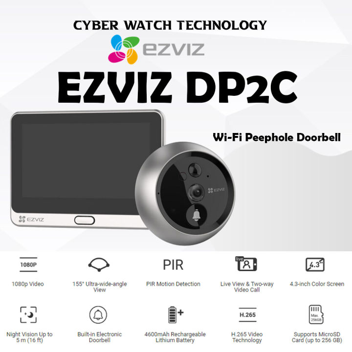 Ezviz DP2C Wire-free Peephole Doorbell | Lazada PH
