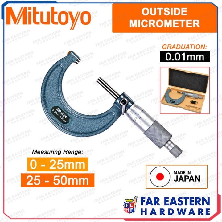 MITUTOYO Outside Micrometer Analog 0-25mm | 25-50mm Made in Japan ...