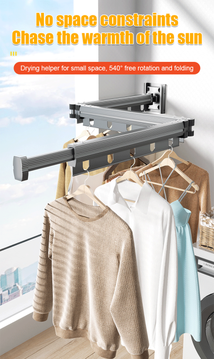 Wall-mounted clothes rack/hole-free folding clothes drying rack ...