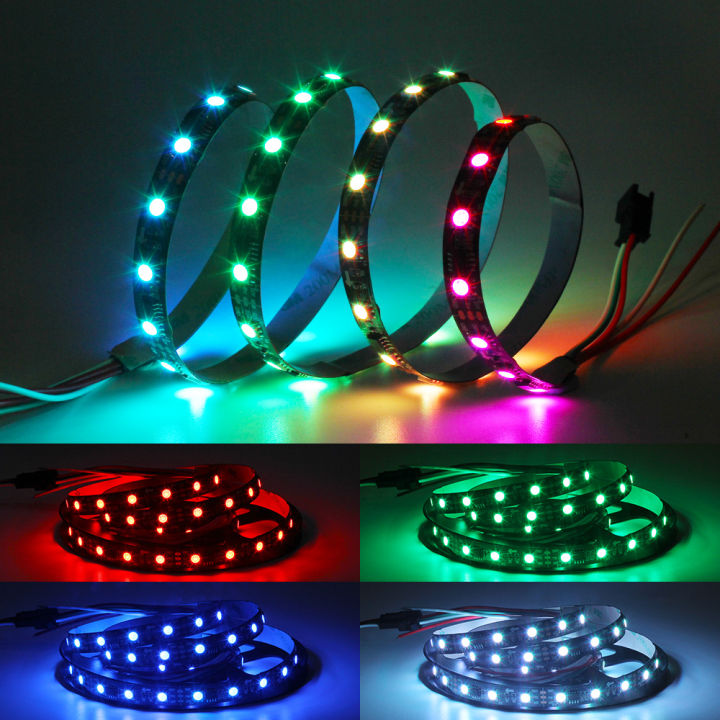 YTDMEN 5m WS2812 Led Strip Light DC 5V Addressable Smart RGB Led Strip Black / White PCB ...