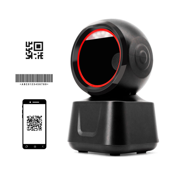 1D 2D QR Desktop Wired Barcode Scanner High-speed Platform Hands-Free ...