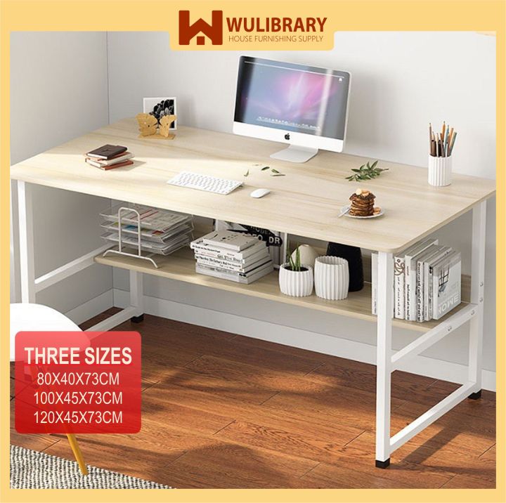 WULIBRARY Two Layer Study Table 120x45x73cm Computer Desk Office Desk ...