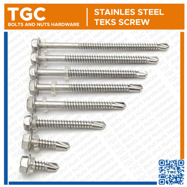 TGC 100PCS Stainless Tekscrew 12 x 20/25/32/35/38/45/50/55/63/65/75/90 ...