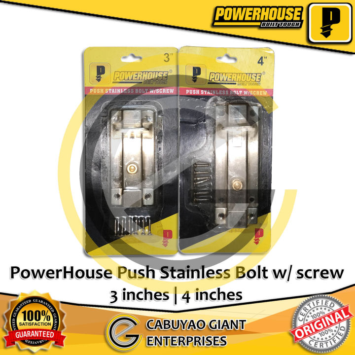 Powerhouse Push Stainless Bolt with Screw [3 inches | 4 inches] | Lazada PH