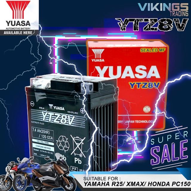 ღDIJAMIN ORI R25 YTZ8V YTZ8 YT VIKINGS 100 ORIGINAL AUTHENTIC YUASA BATTERY YAMAHA R25 XMAX YZF ...