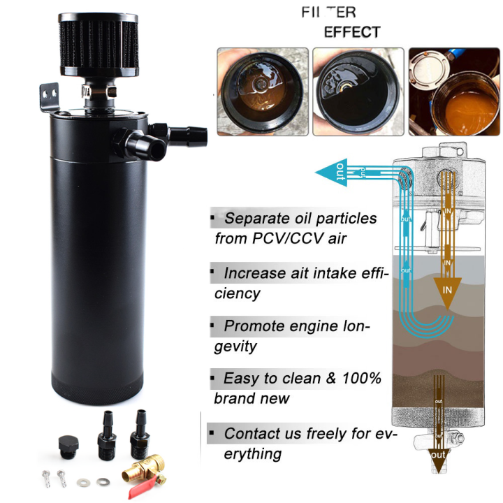 New Universal Billet Aluminum Baffled 2-port Long Oil Catch Can Tank ...