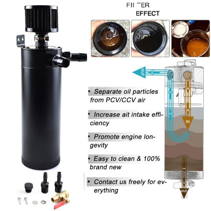New Universal Billet Aluminum Baffled 2-port Long Oil Catch Can Tank ...