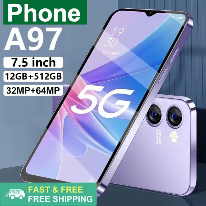 Smartphone A97 5g 7.5inch Cellphone 12GM RAM + 512GB ROM Android Phone 5000mAh Battery 5G Wifi ...