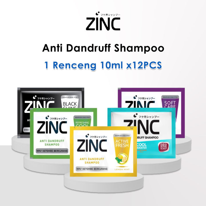 Zinc Shampoo Anti Dandruff Sachet 1 Renceng 12Pcs x10ml - Sampo Anti ...