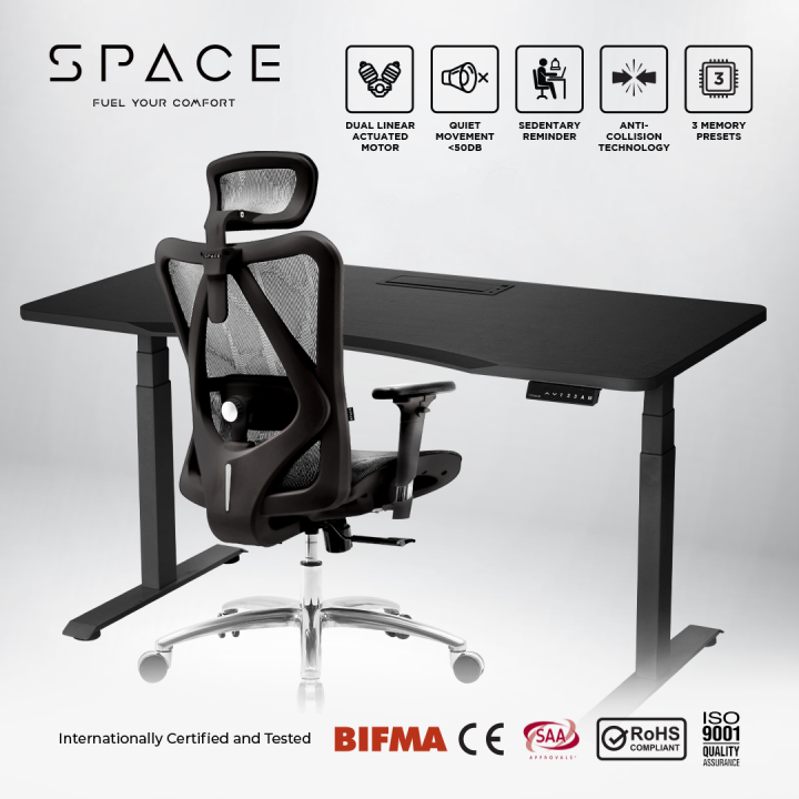 SPACE Ergonomic Chair & Height Adjustable Smart Desk Bundle | Lazada