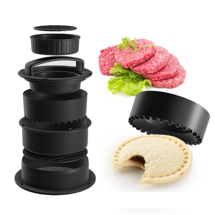 D5JKY 4 in 1 Burger Press Patty Mold Non-Stick Round Meatloaf Pressing ...