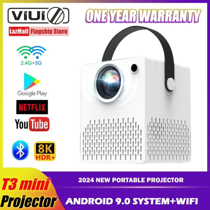 VIUIO T3mini Projector 8000 Lumens LED LCD Theater Android 9 Home ...