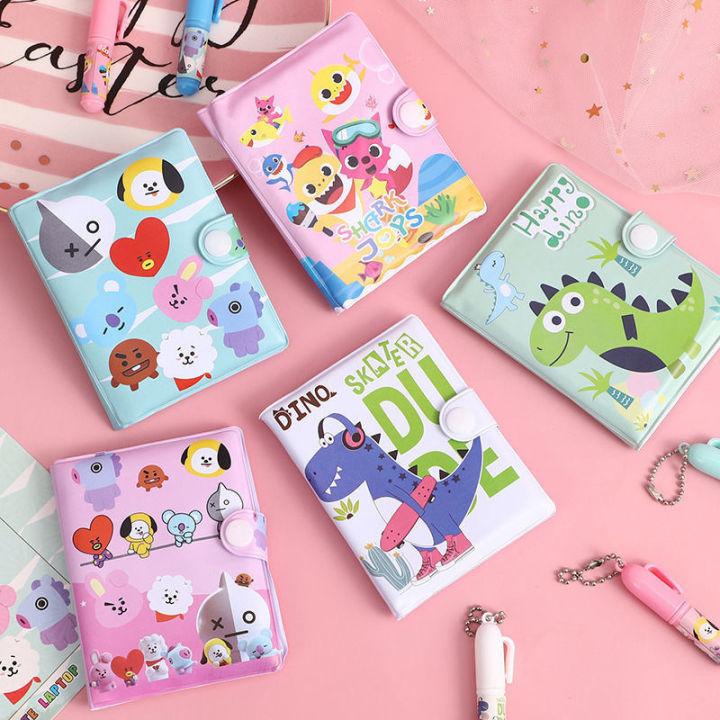 Notebook and Ballpoint Pen Set Portable Cartoon Mini Dinosaur Notebook ...
