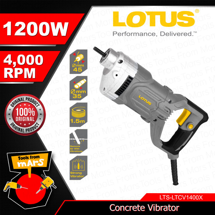 Lotus 1200W Concrete Vibrator Heavy Duty Electric Cement Soil Mixer ...
