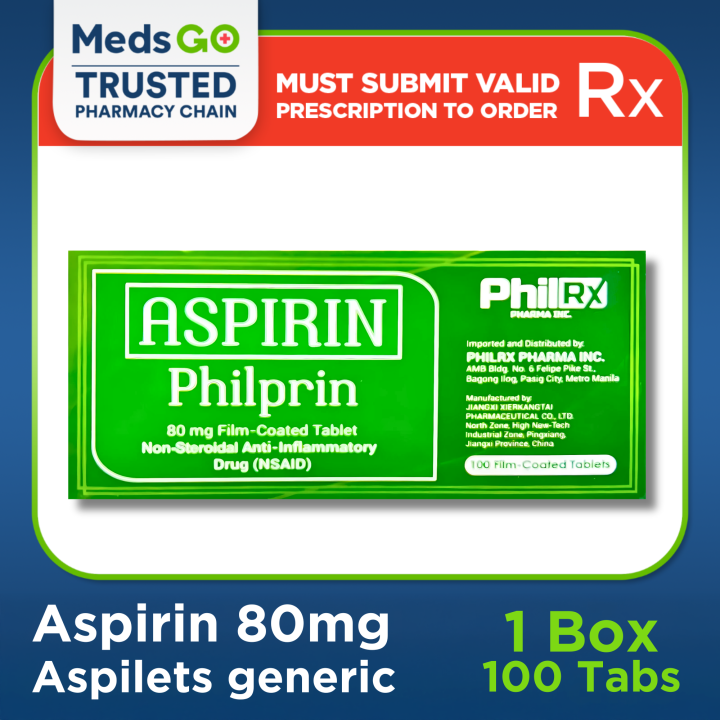 RX: Aspirin Tablet 80mg - 1 Box (Scheeprin, Philprin - Aspilets generic ...