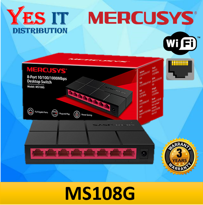 Mercusys MS108G 8-Port Gigabit 10/100/1000 Mbps Desktop Network Ethernet LAN Switch (TP LINK ...
