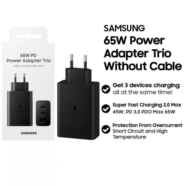 Samsung Original 65W Super Fast Charger | 3-Port Multi-Device Charging ...
