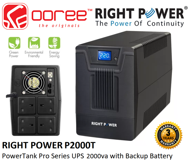 RIGHT POWER 2000VA UPS (POWERTANK PRO P2000T) AVR AVS AUTOMATIC VOLTAGE ...