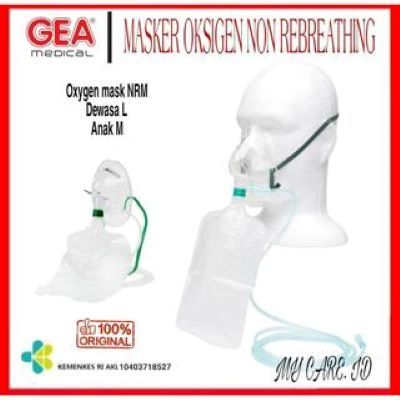 2pcs GEA Masker Oksigen Non Rebreathing Dewasa Anak Oxygen Mask NRM ...