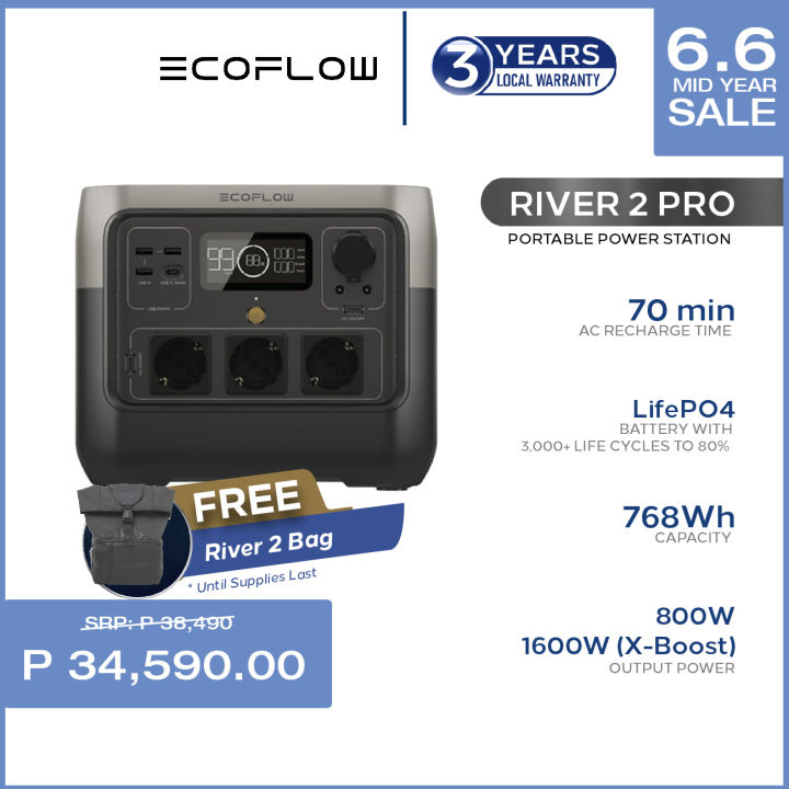 EcoFlow RIVER 2 PRO Power Station Portable Power Source for Camping ...