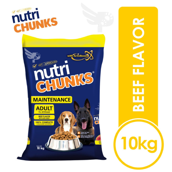 NUTRI CHUNKS MAINTENANCE ADULT 10kg (BEEF FLAVOR) – Dry Dog Food Philippines - NUTRICHUNKS - 10 ...