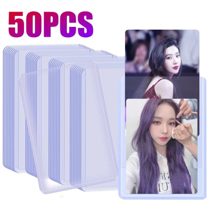 50pcs Clear Plastic Hard Card Sleeves Idols Star Photocard Dustproof ...