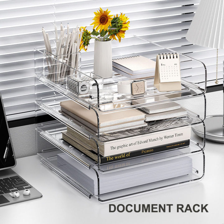 Document Rack File Organizer A4 Paper Tray Office Table Holder Desktop ...