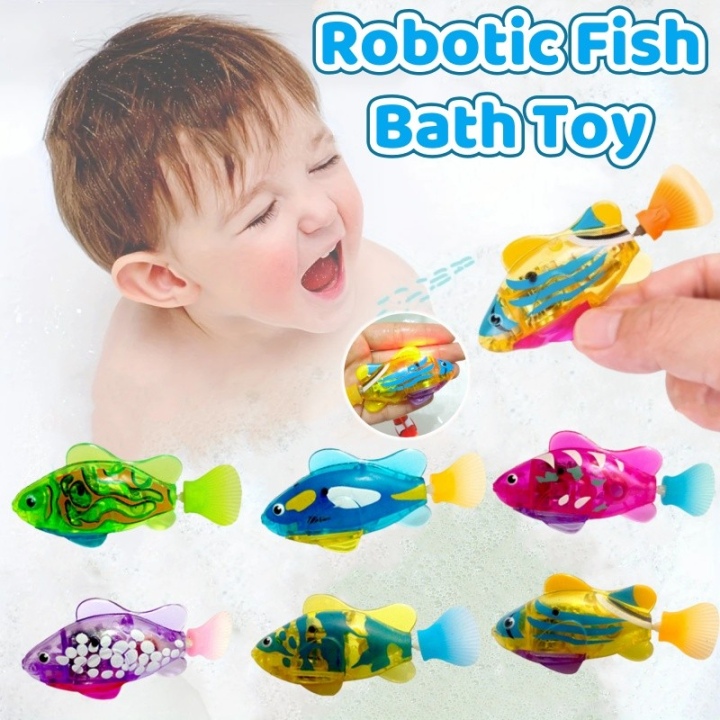 Robotic Fish Interactive Water Toy Baby Bath Toy with Light Swimming ...