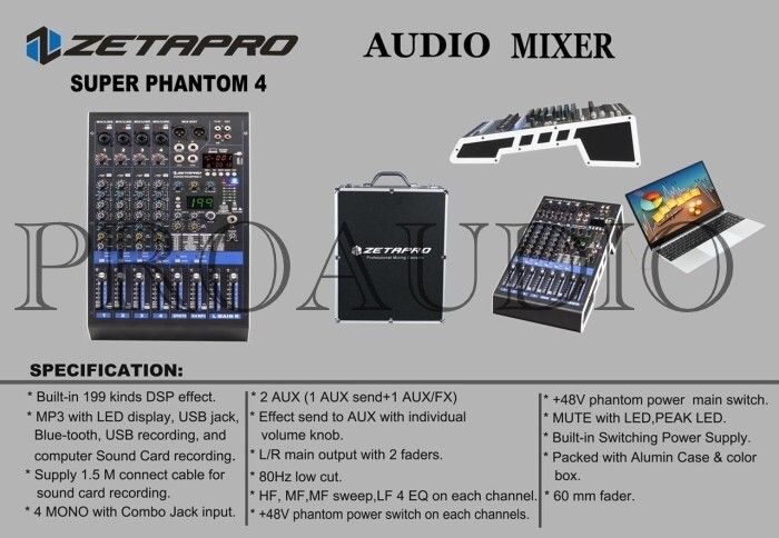 mixer zetapro 4 channel super phantom 4 USB BT FREE KOPER original | Lazada Indonesia