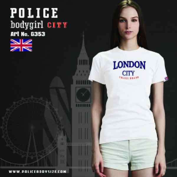 Police Bodygirl เสื้อยืด ลาย LONDON ทรง slim fit ผ้ายืดตามตัว G353 | Lazada.co.th
