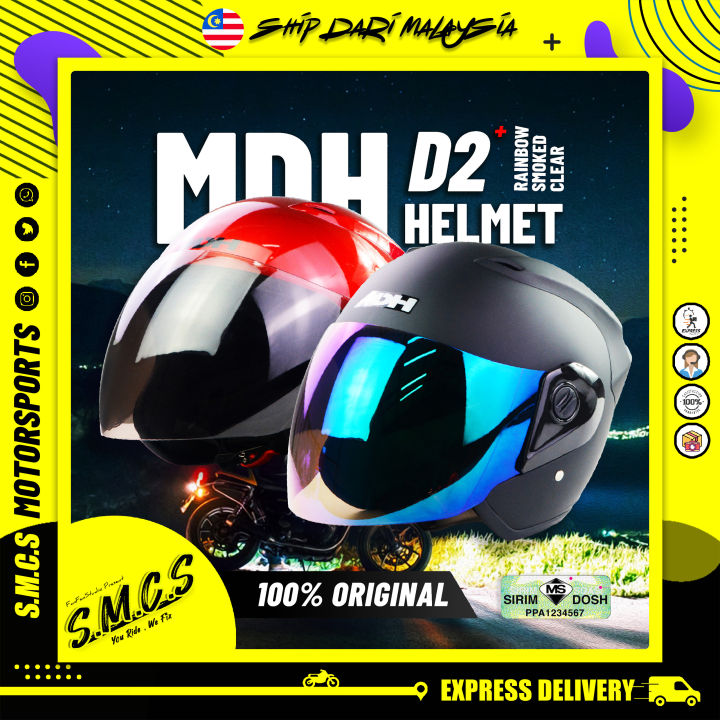 MDH Motor Helmet D2 With KHI Design Tinted Visor [𝗦𝗜𝗥𝗜𝗠 𝗖𝗘𝗥𝗧𝗜𝗙𝗜𝗘𝗗] [𝗡𝗘𝗪 ...