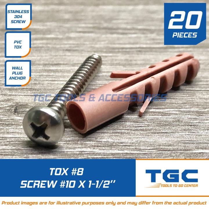 20PCS Tox 8 with Stainless Screw 10 x 1-1/2 inch for Wall Plug Anchor ...