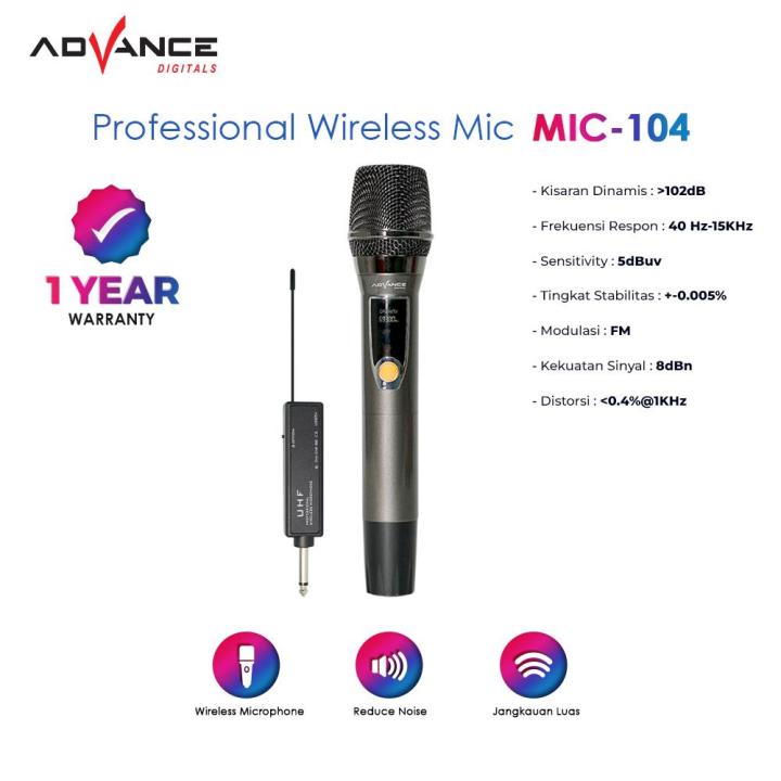 Advance MIC-104 Mic Profesional UHF Wireless Microphone Garansi Resmi ...