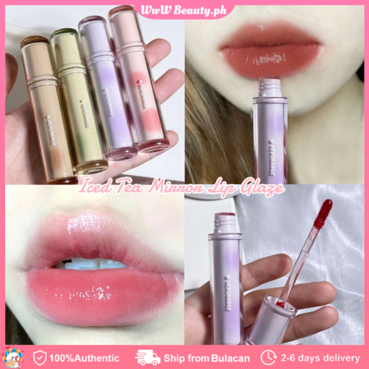 Iced Tea Fruity Mirror Lip Glaze Long Wearing Transparent Tube Glass ...