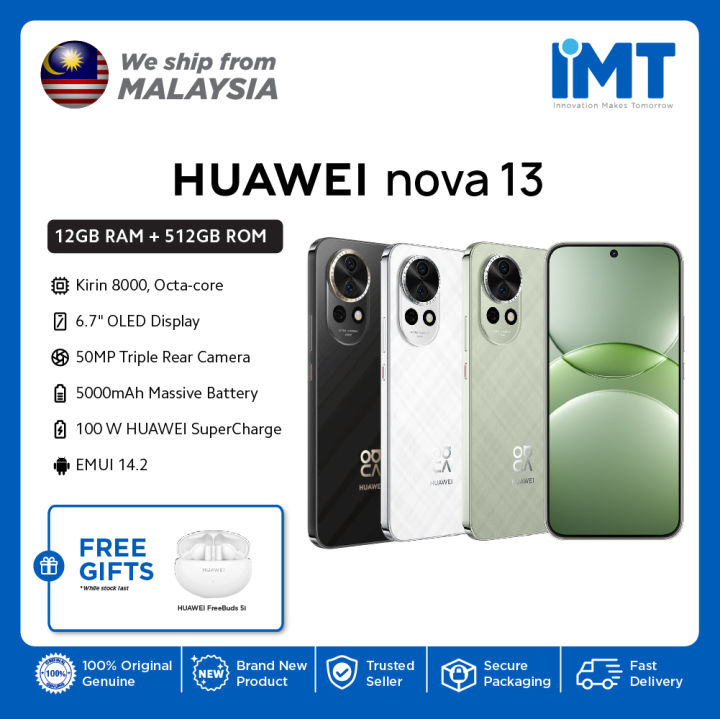 Huawei Nova 13 Smartphone | HiSilicon Kirin 8000 | 6.7" OLED Display | Dual Rear Camera 50MP ...