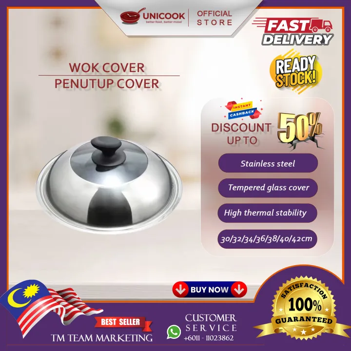 Stainless Steel Wok Cover/Wok Lid/Pan Cover/Lid/Glass Wok Cover/Kuali ...