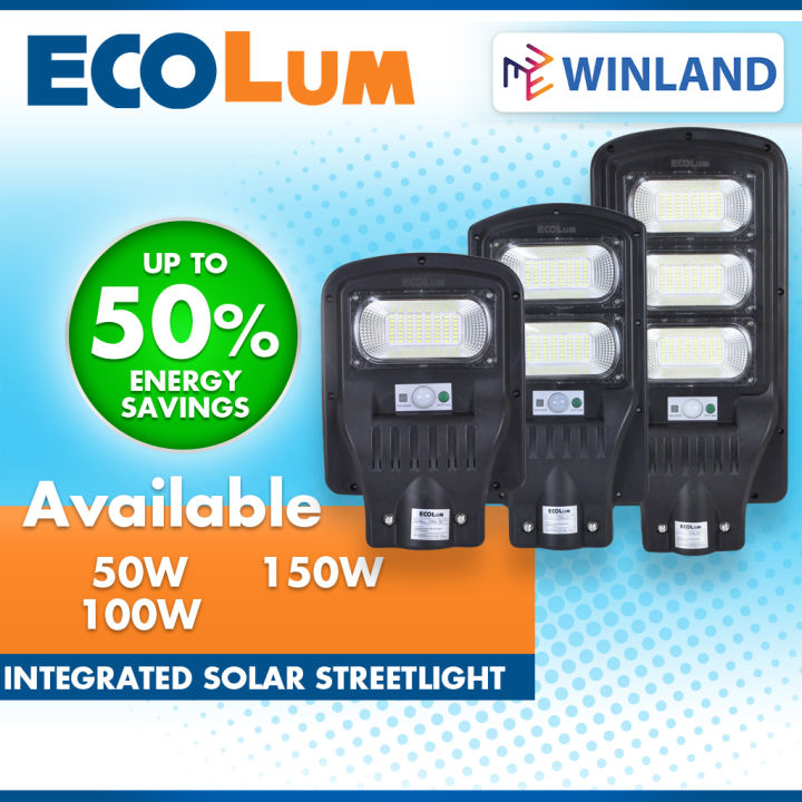Ecolum by Winland Integrated Solar Streetlight w/ Pir Sensor Daylight ...
