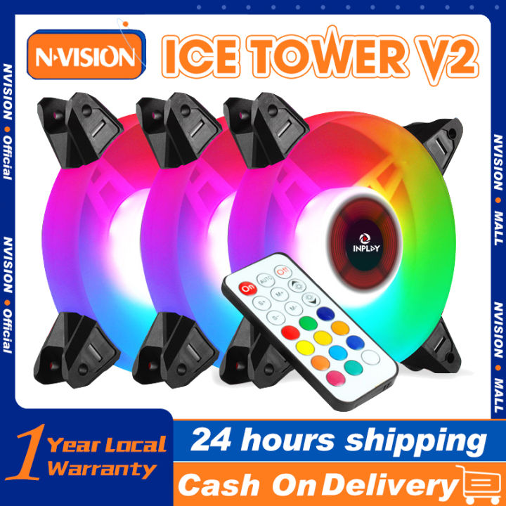 INPLAY ICE TOWER RGB FAN 3 IN ONE KIT | 3PCS 12CM Cooling fan | RGB ...