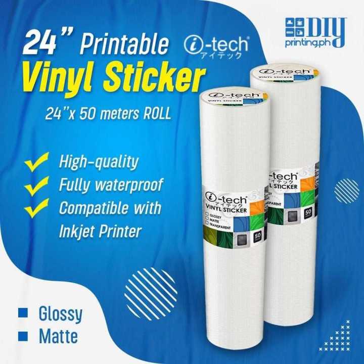 i-Tech Printable Vinyl Sticker Roll for Eco-Solvent 24"x50 meters roll ...