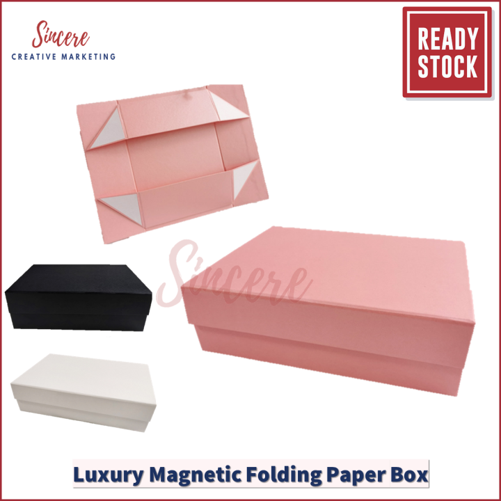Luxury Black/Pink/Light Blue Magnetic Folding Gift Box (Ready Stock ...