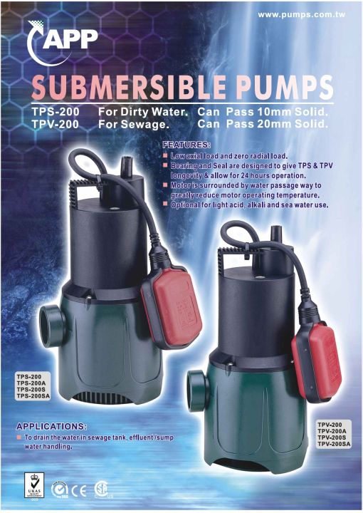 Bossco TPV 200W Auto Type Sewage & Sea Water Submersible Pump | Lazada