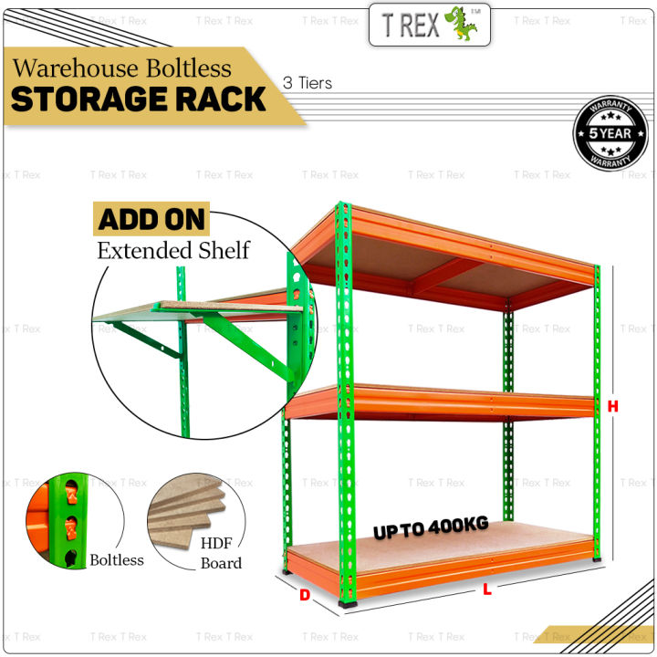 T Rex 3 Tier Warehouse Boltless Rack / Home Storage Rack / Boltless ...