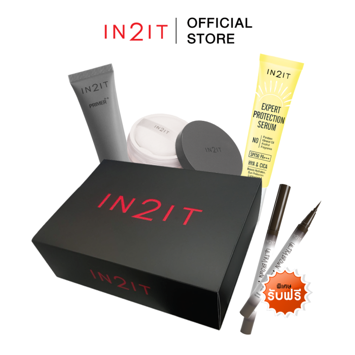 IN2IT เซต 3 แถม 1 (ไพรเมอร์+กันแดด+แป้งฝุ่น แถม อายไลน์เนอร์) | Lazada ...