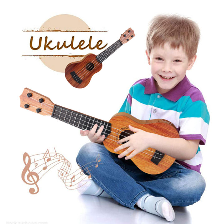 Kids Ukulele Guitar Toys 4 Strings Lmitation Wood Educational Musical ...