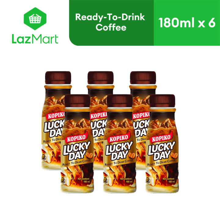 Kopiko Lucky Day Ready to Drink Coffee 180ml x 6 | Lazada PH