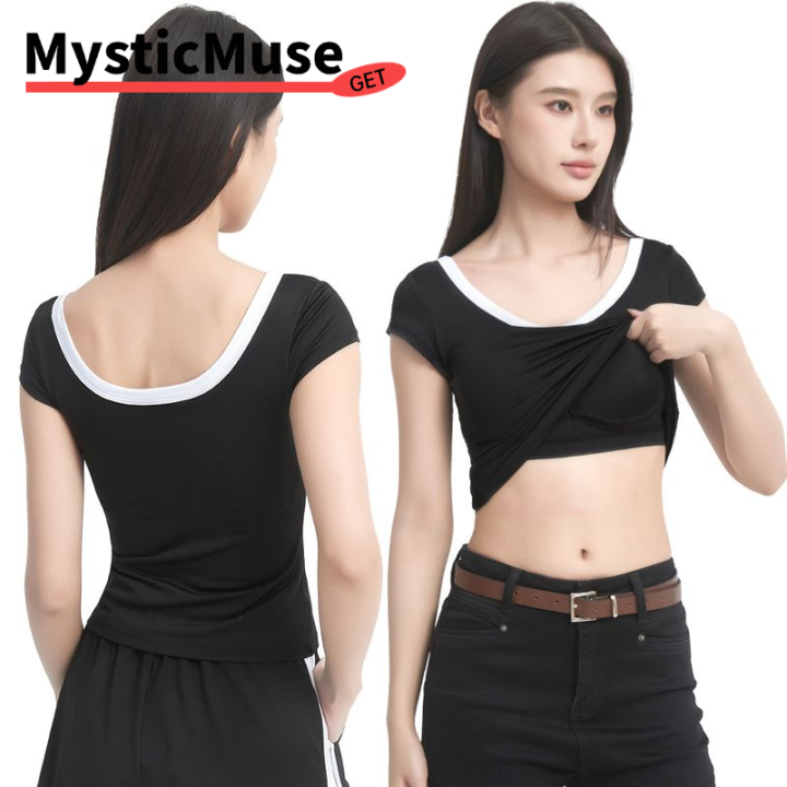 MysticMuse เสื้อยืดผู้หญิงแห้งเร็ว,เสื้อผ้าโยคะ2025ฤดูร้อนยืดหยุ่นสูง ...