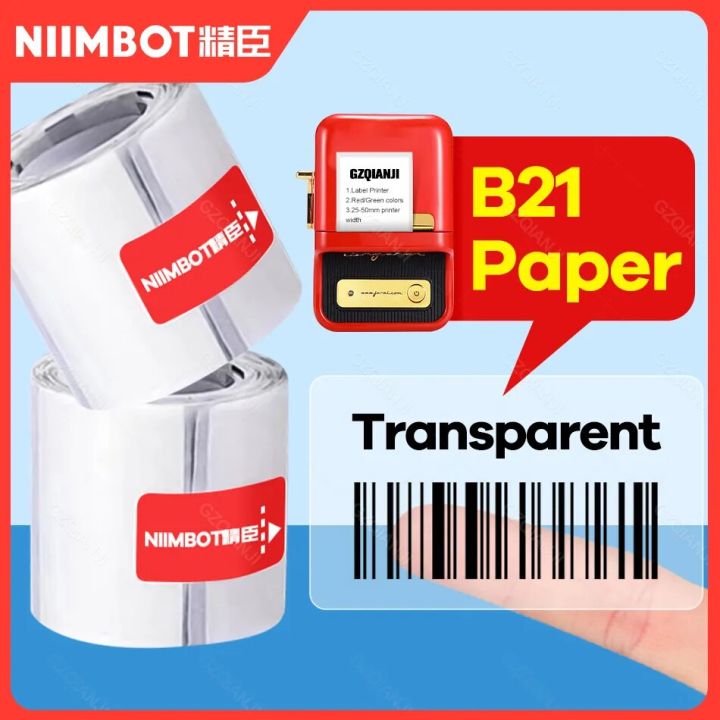 【Big-Sales】 Niimbot B21 B1 Label Printer Printing Paper Transparent Clear Name Sticker ...